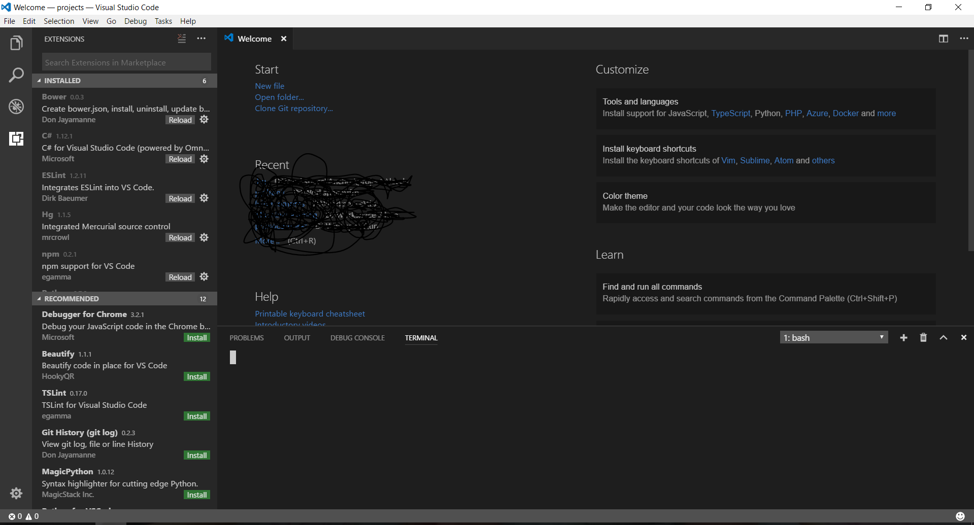 VSCode 1.15 is not rendering the terminals for cmd.exe and bash.exe · Issue #32796 · microsoft ...