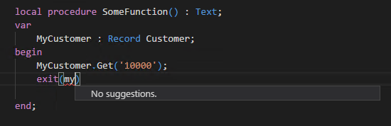 No Intellisense in exit parentheses · Issue #1615 · microsoft/AL · GitHub