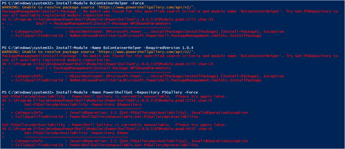Can't install BcContainerHelper · Issue #1261 · microsoft/navcontainerhelper · GitHub