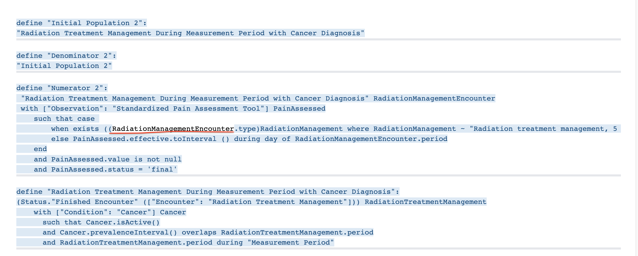 Calculation Issue Few Cql Clauses Are Not Highlighted In Green · Issue 0029