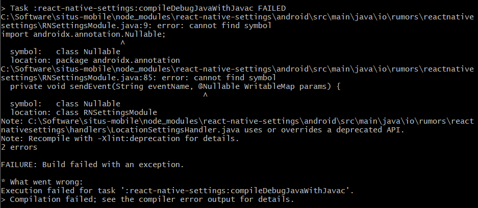 cannot find symbol import androidx.annotation.Nullable · Issue #41 · rmrs/react-native-settings ...