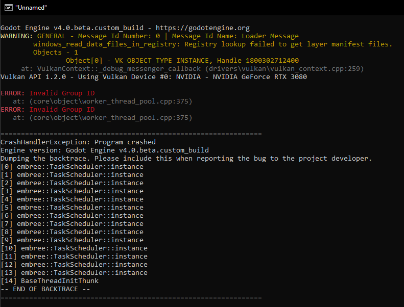 embree::TaskScheduler::instance Crash · Issue #68234 · godotengine/godot · GitHub