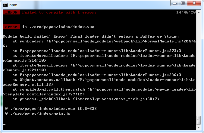 新建项目报错 Final Loader Didnt Return A Buffer Or String · Issue 1365 · Meituan Dianpingmpvue · Github