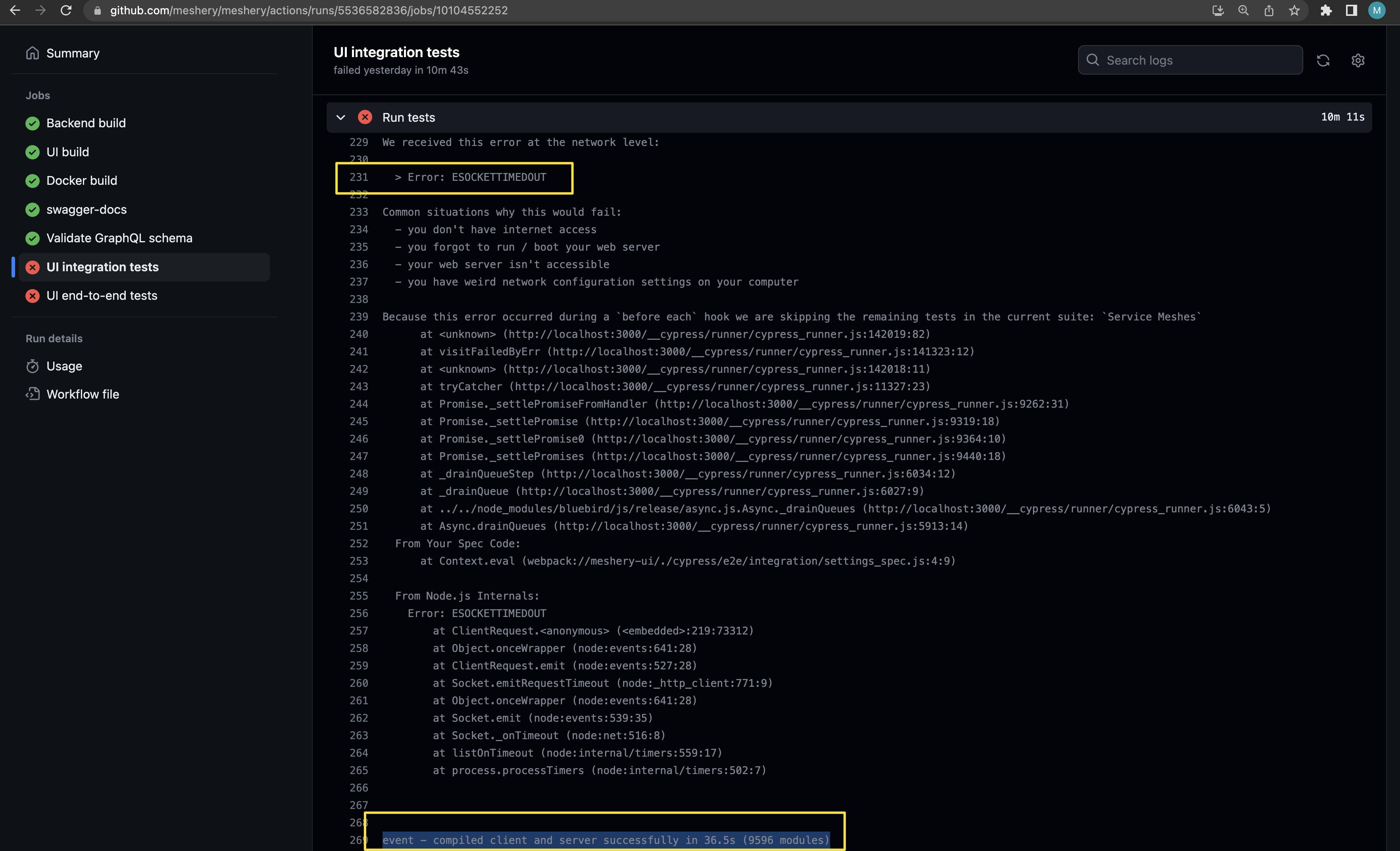 [CI] Global fix for intermittent "ESOCKETTIMEDOUT CI run cypress test ...