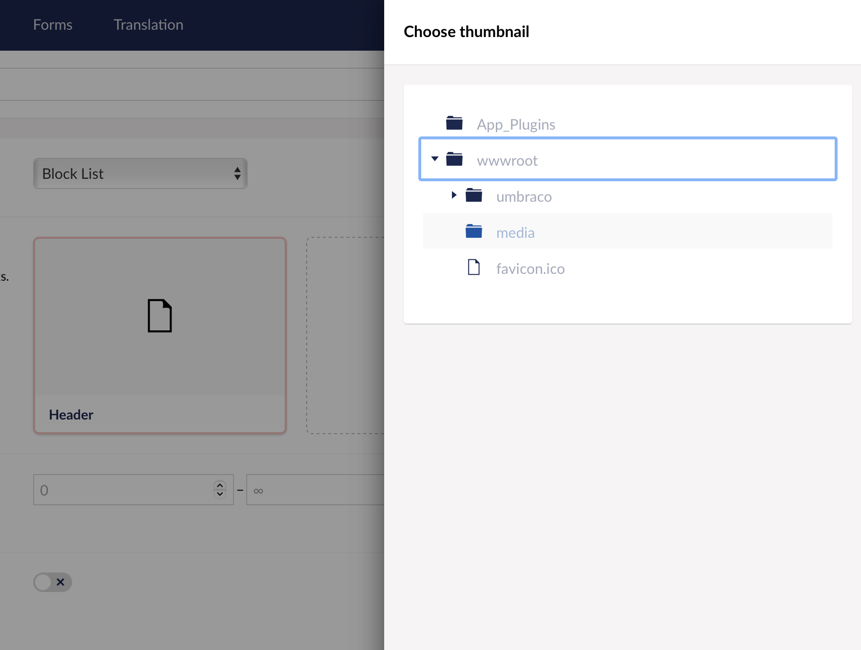 v9 Block List Thumbnail Selector Empty on *nix · Issue #10912 · umbraco/Umbraco-CMS · GitHub