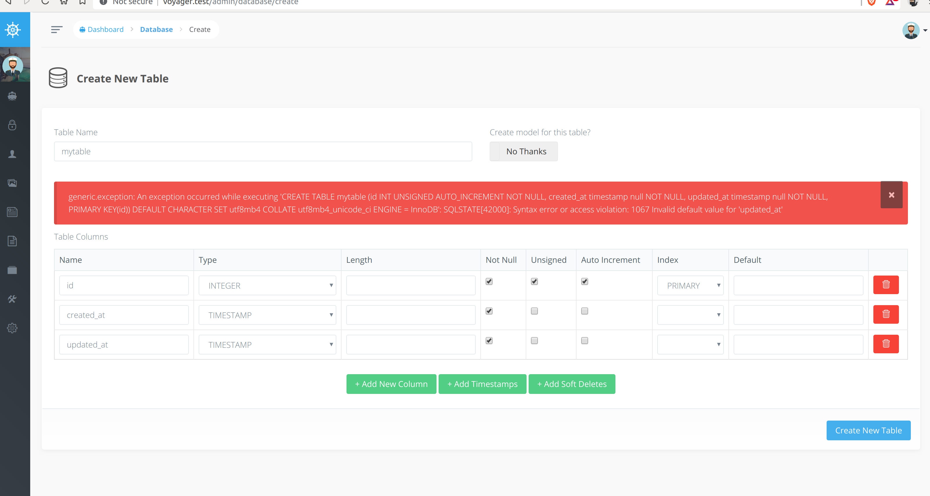 Timestamps default value · Issue #3790 · thedevdojo/voyager · GitHub Timestamps default value · Issue #3790 · thedevdojo/voyager · GitHub