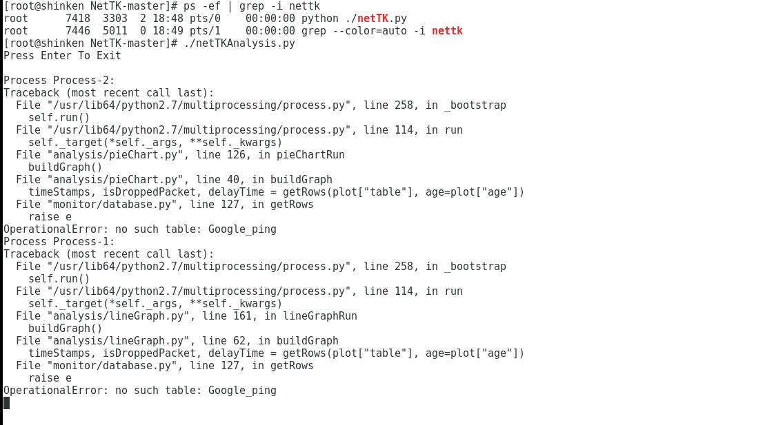 Operational error : no such table : google_ping · Issue #6 · bannsec/NetTK · GitHub