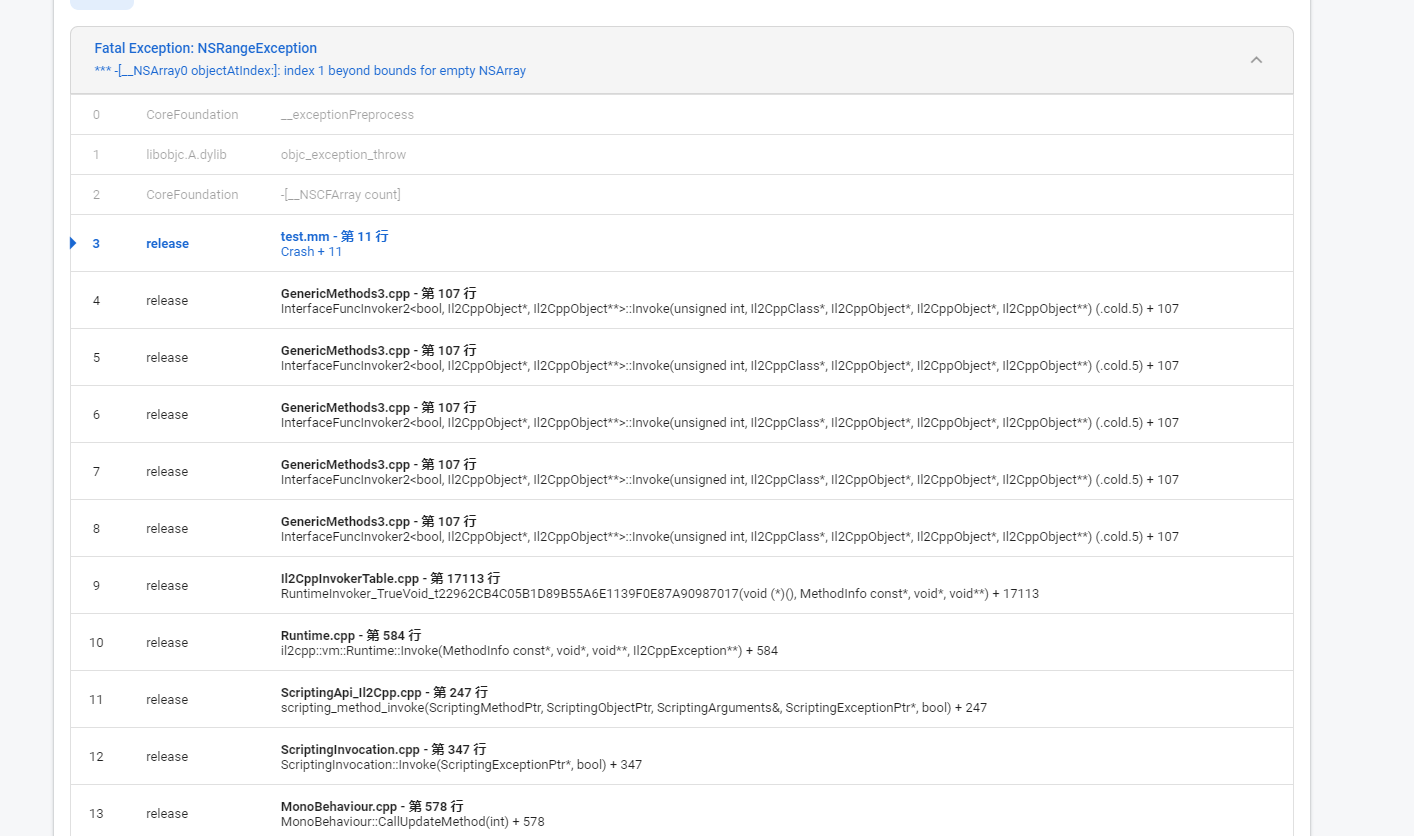 [Bug] unity ios crash log can't restore li2cpp stack symbol but the third party Library is fine ...