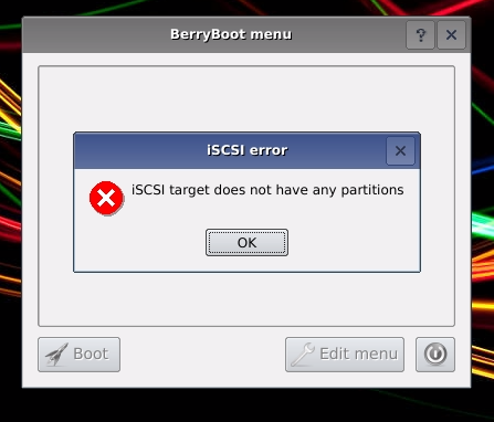 iSCSI target does not have any partitions · Issue #605 · maxnet/berryboot · GitHub