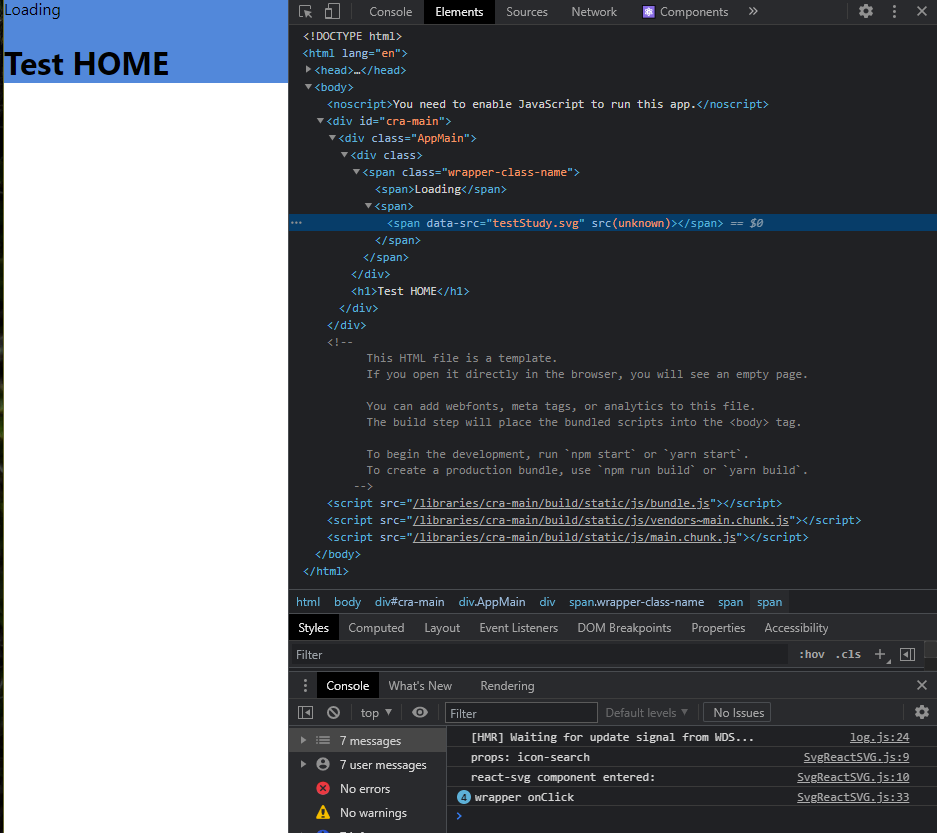 Wrapper Src Unkown Path Set In React With Src Ends Up As A Data Src Property Instead