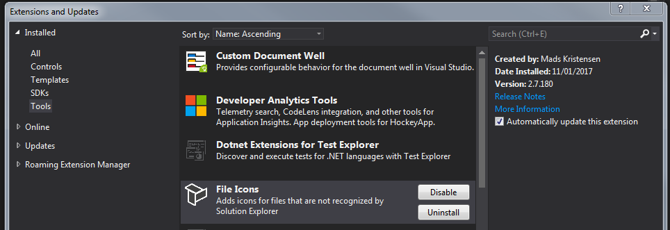 Not working on VS2017 Pro · Issue #142 · madskristensen/FileIcons · GitHub