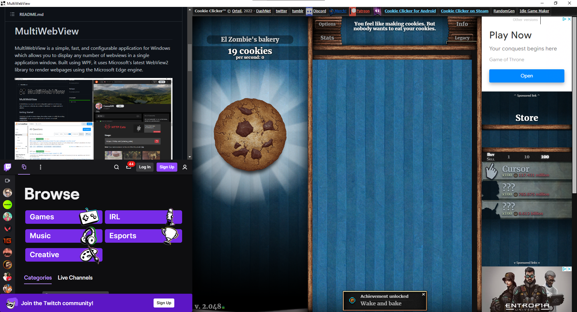 GitHub - BadgerHobbs/MultiWebView: Simple, fast and configurable multi webview application.