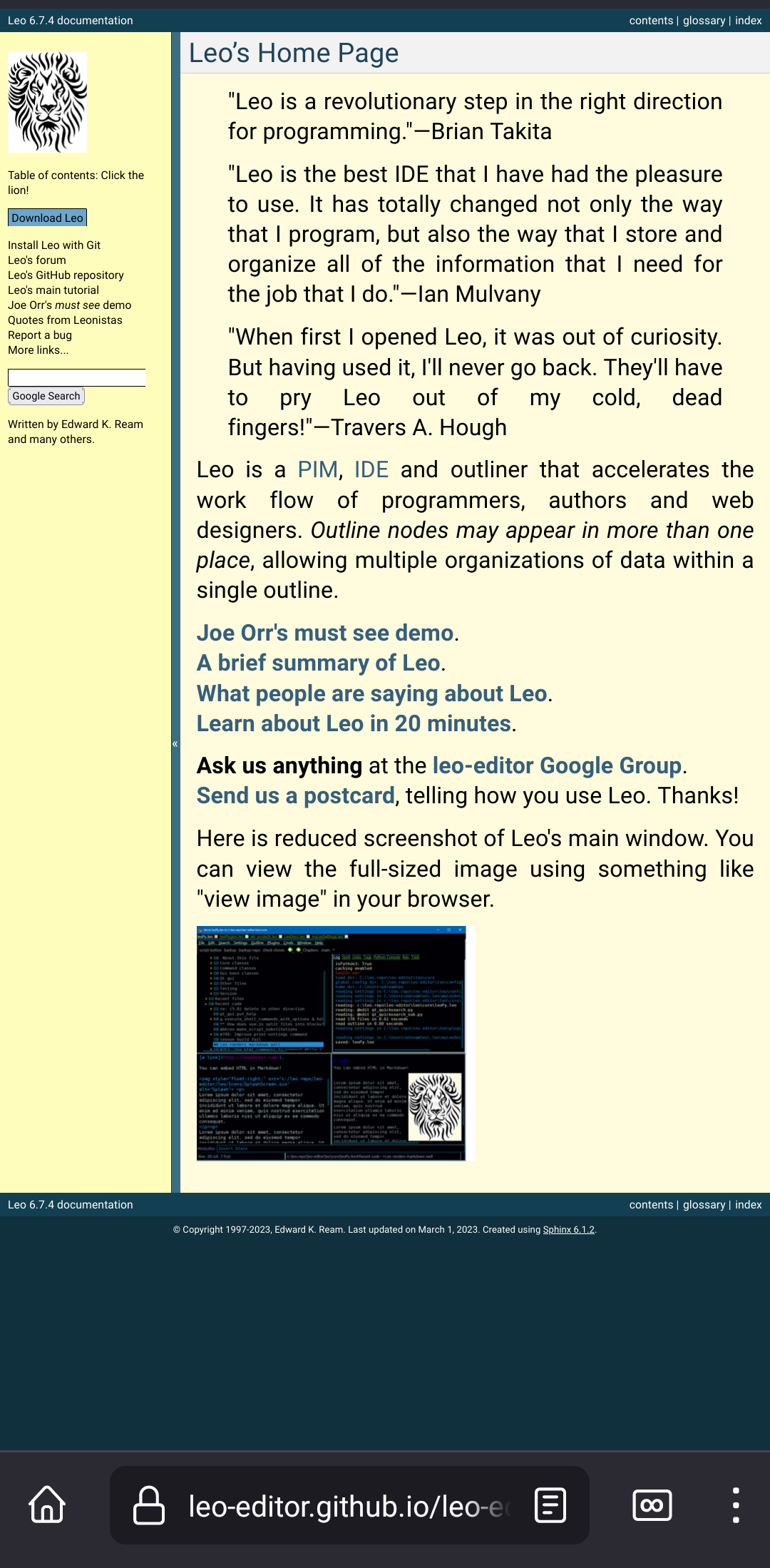 Documentation is squished on mobile · Issue #3542 · leo-editor/leo-editor · GitHub