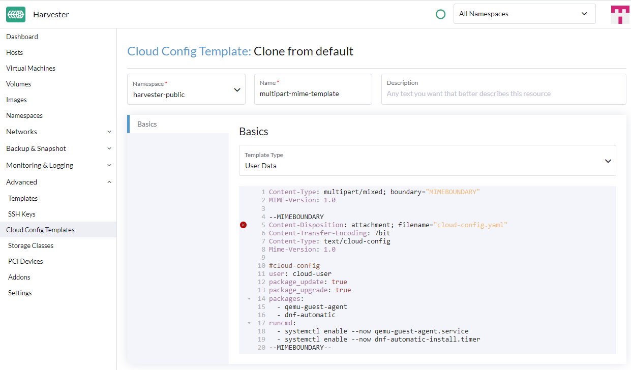 [BUG] Harvester Terraform provider does not support MIME multi-part files in cloud-init userdata ...