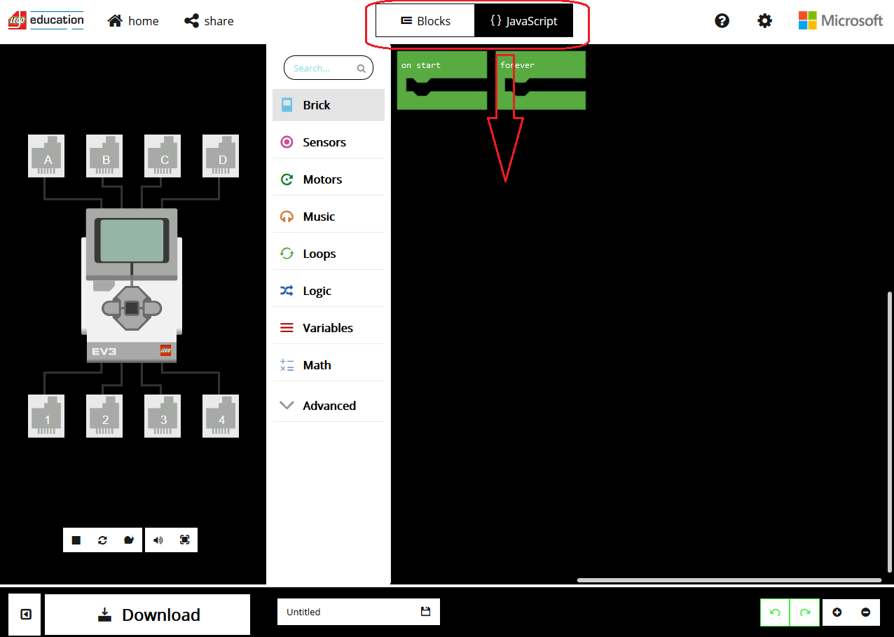 It is not clear which content pane is selected · Issue #669 · microsoft/pxt-ev3 · GitHub