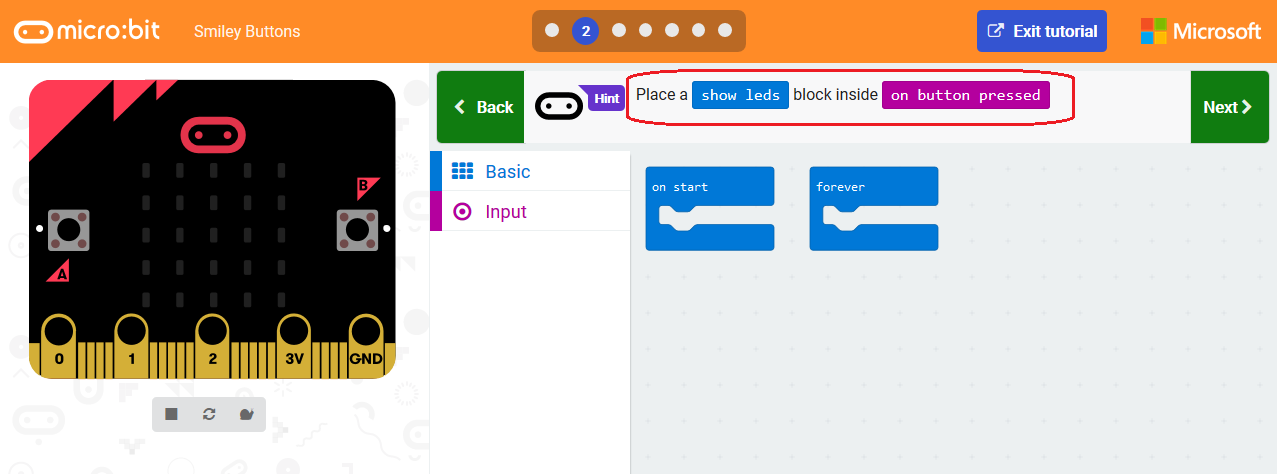 "Get Started" tutorial's 6th step is not complete · Issue #878 · microsoft/pxt-microbit · GitHub