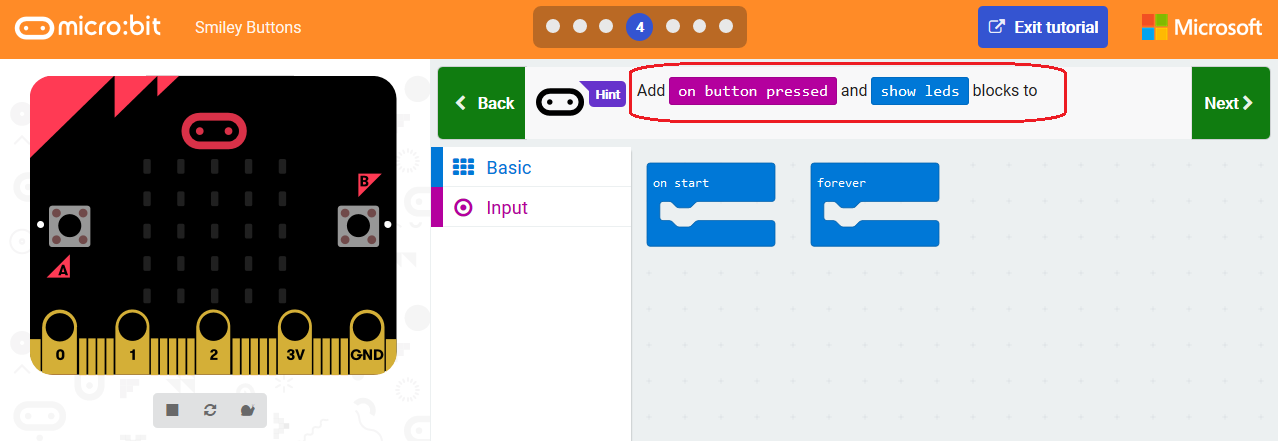 "Get Started" tutorial's 6th step is not complete · Issue #878 · microsoft/pxt-microbit · GitHub