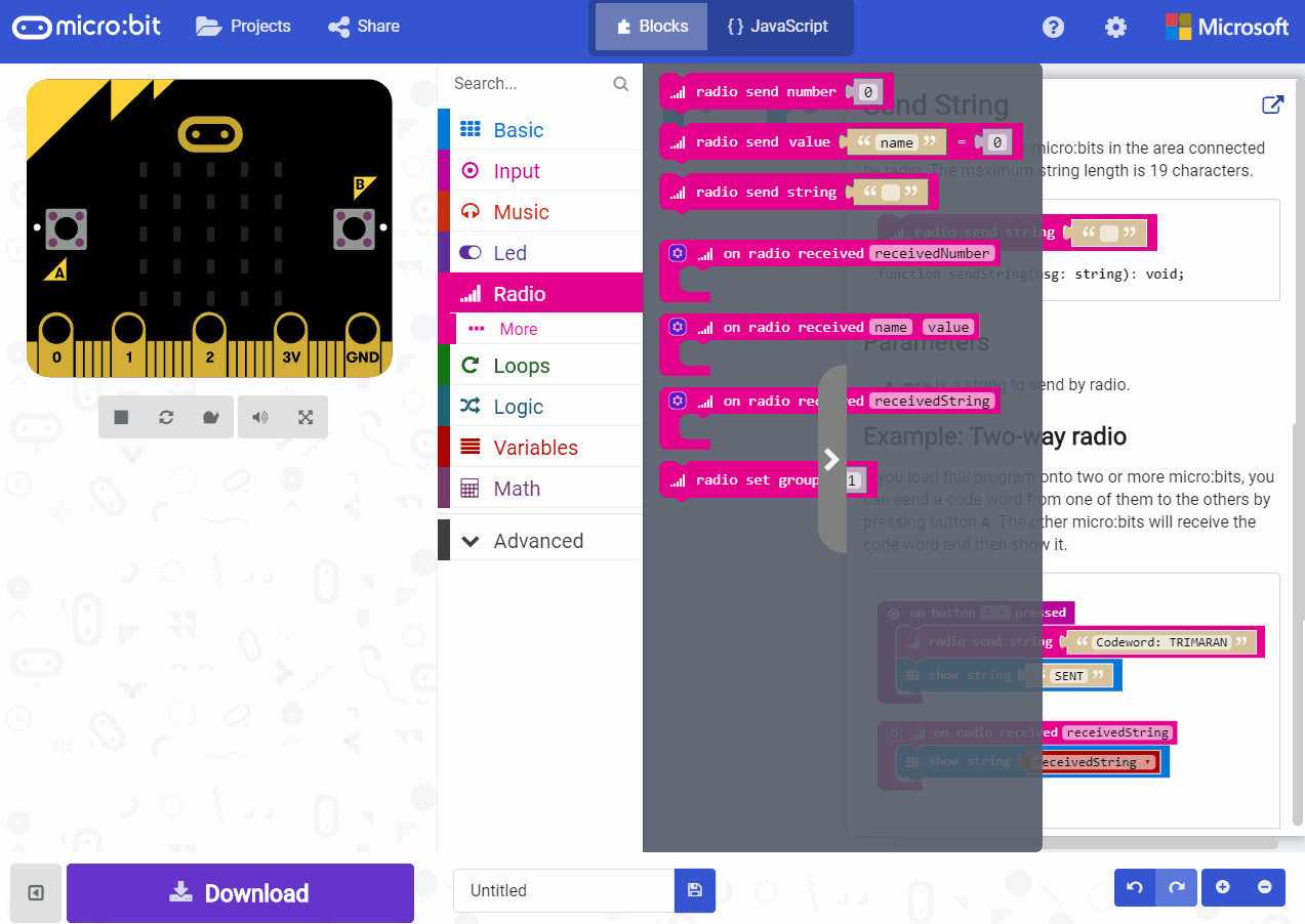 Many blocks' help tutorial in "Radio" can't be opened on Alpha · Issue #921 · microsoft/pxt ...