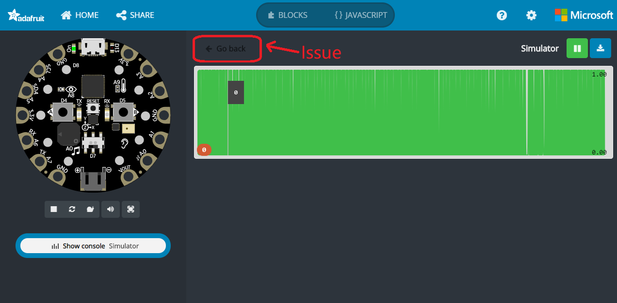 "Go back" button is not clear enough · Issue #850 · microsoft/pxt-adafruit · GitHub