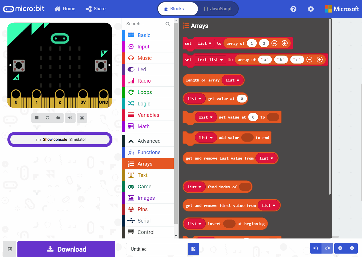 There is no individual block "create an array" in "Arrays" tool box · Issue #1657 · microsoft ...