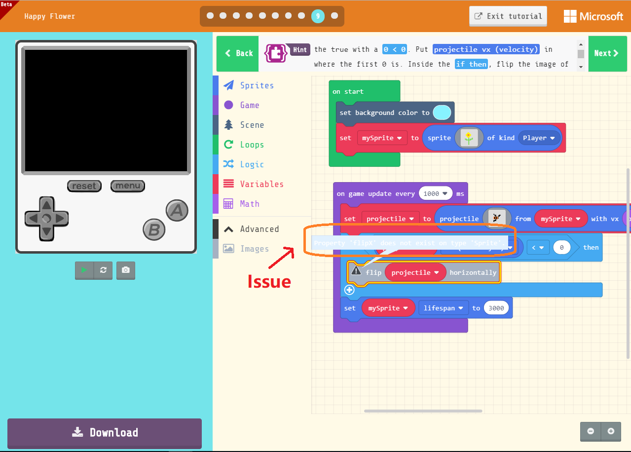 An error shows in "Happy Flower" 9th step and prompting message is not clear · Issue #662 ...