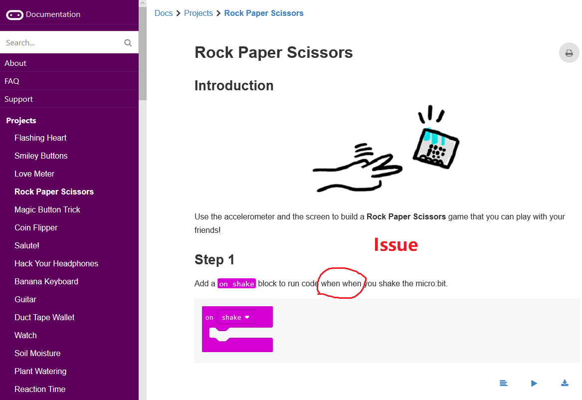 There is an extra "when" in tutorial "Rock Paper Scissors" 2th step ...