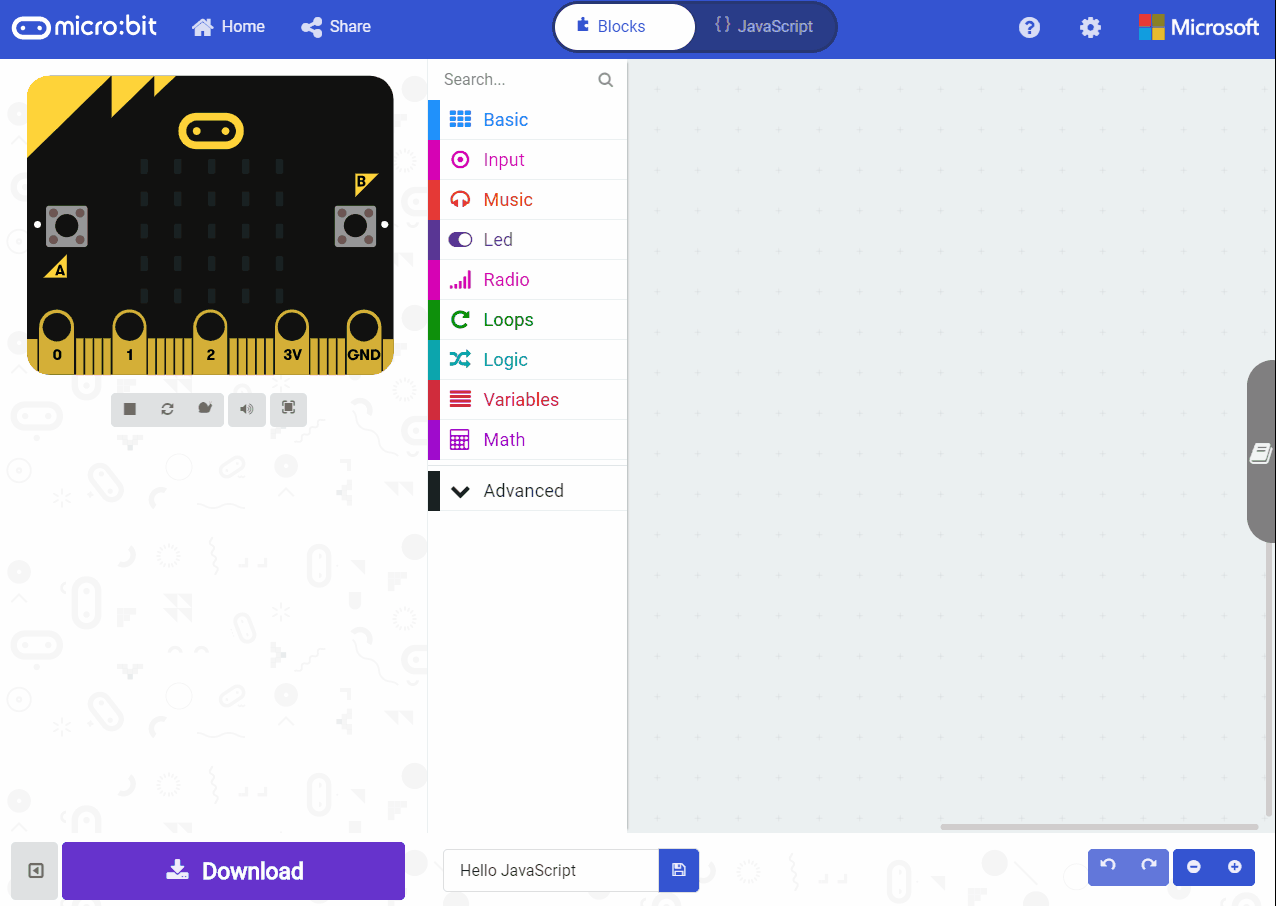 Code in the toolbox in JavaScript mode is empty · Issue #2008 · microsoft/pxt-microbit · GitHub