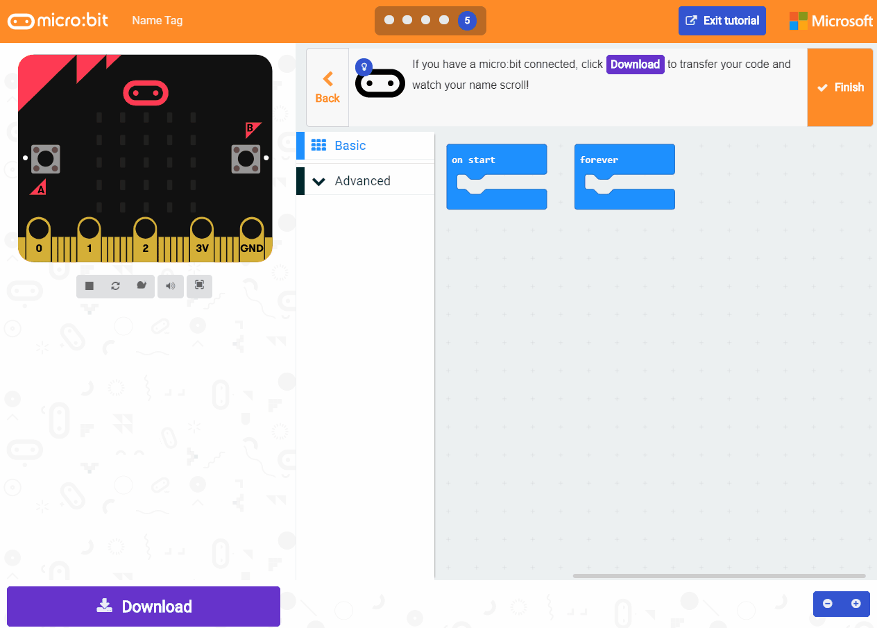 Hint in tutorial "Name Tag" 5th step can't be clicked · Issue #2169 · microsoft/pxt-microbit ...