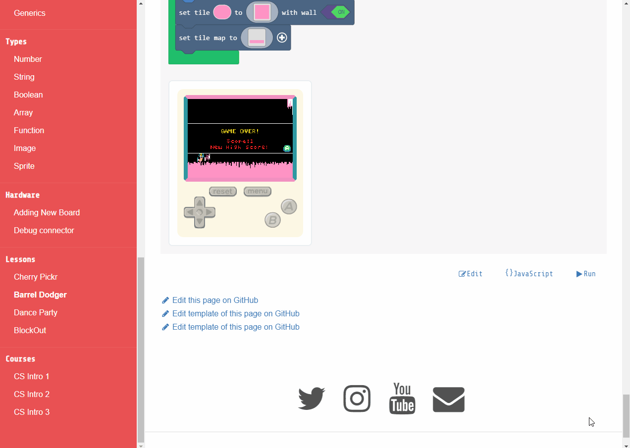 Example "barrel-dodger" code issue · Issue #1393 · microsoft/pxt-arcade ...