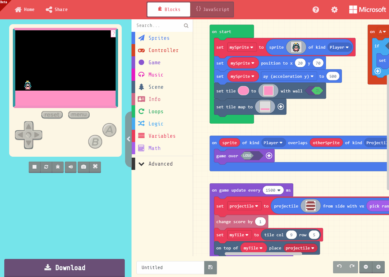 Example "barrel-dodger" code issue · Issue #1393 · microsoft/pxt-arcade ...