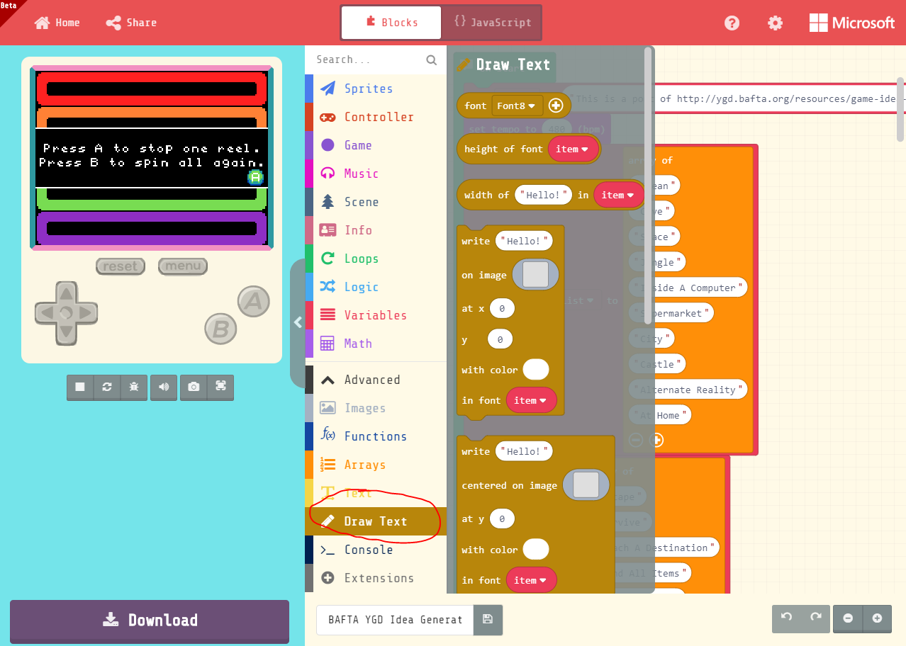 Extension "Draw Text" can't be found · Issue #1425 · microsoft/pxt-arcade · GitHub