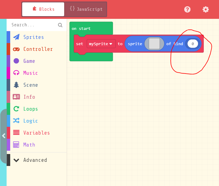 Parameter "kind" is a number on block "set mySprite" · Issue #1457 · microsoft/pxt-arcade · GitHub