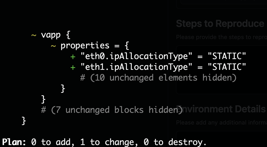 vapp properties not update and will show when do terraform apply even without any change · Issue ...