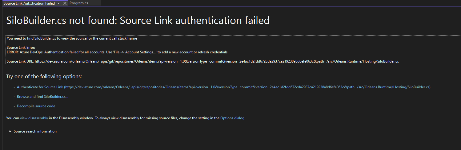 [v3.6.4] Source link Authentication failed. · Issue #7916 · dotnet ...