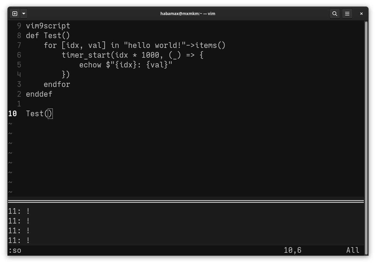 No closures for the for loop [var1, var2] variables? · Issue #11094 · vim/vim · GitHub
