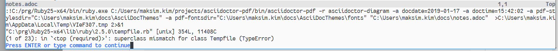 Ruby errors · Issue #996 · asciidoctor/asciidoctor-pdf · GitHub