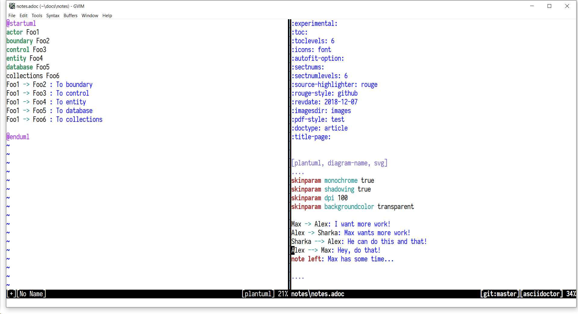 Support for highlighting plantuml syntax · Issue #4 · habamax/vim-asciidoctor · GitHub