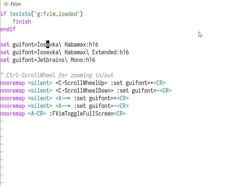 Doesn't recognize Iosevka Extended · Issue #118 · yatli/fvim · GitHub