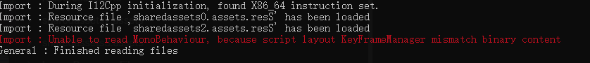 [Bug]: Unable to read MonoBehaviour, because script layout KeyFrameManager mismatch binary ...