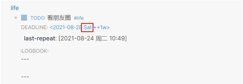 Logseq can't not recognize currectly the DEADLINE and SCHEDULE date when it contain the Days of ...