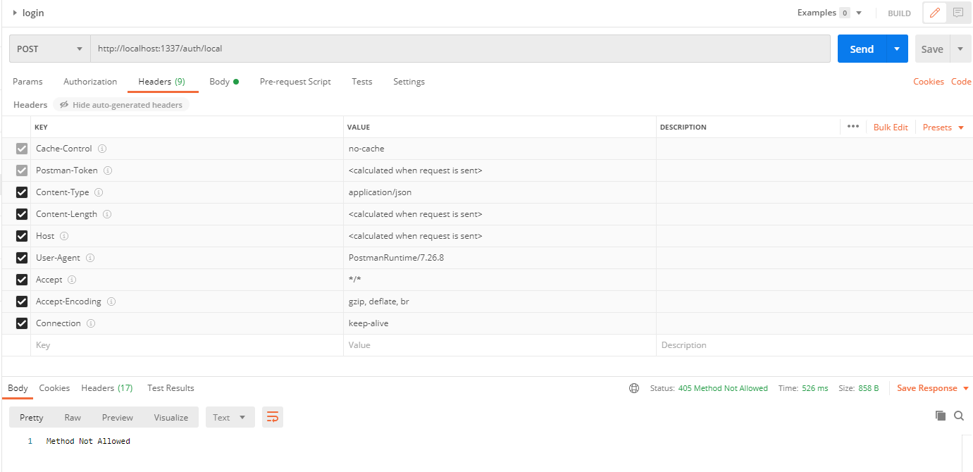 V4 Method Not Allowed when hitting /auth/local · Issue #11756 · strapi/strapi · GitHub