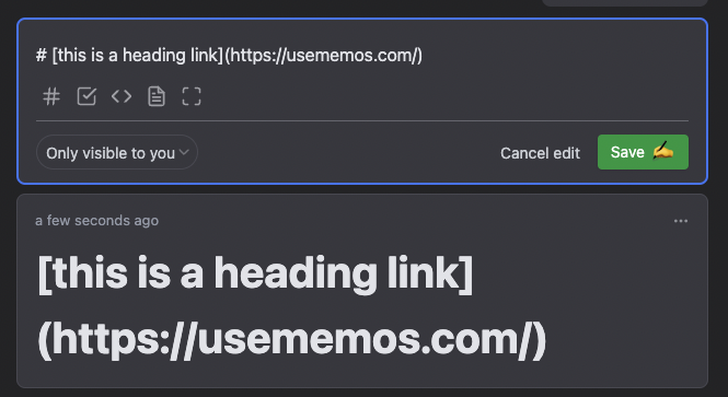 Links in headings don't work · Issue #931 · usememos/memos · GitHub