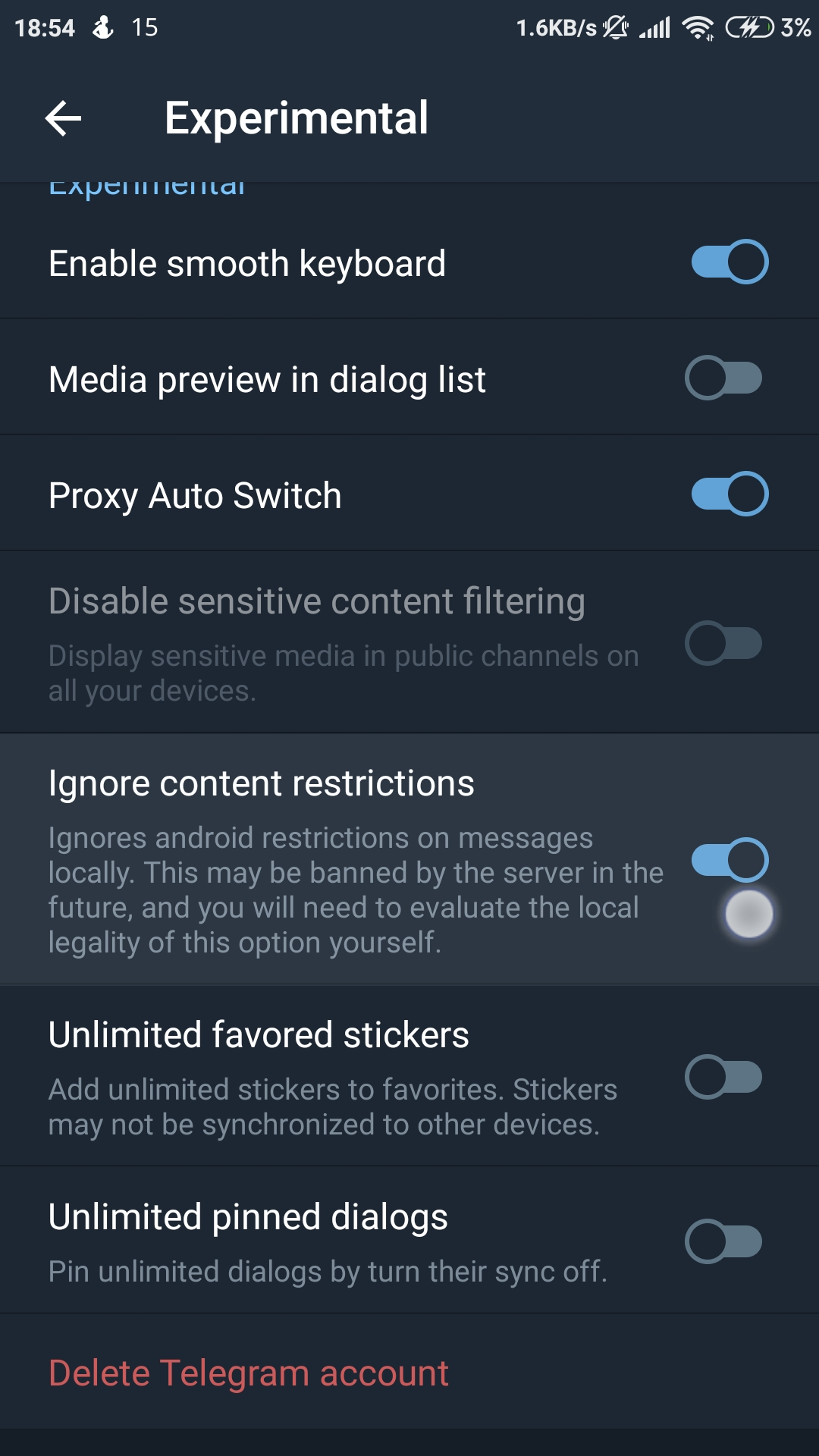 Add an option to enable restrictions on content · Issue #2199 · UnigramDev/Unigram · GitHub