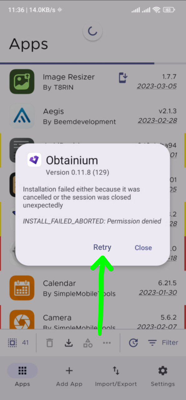 Add "Retry" button on App Installer · Issue #1020 · MuntashirAkon ...