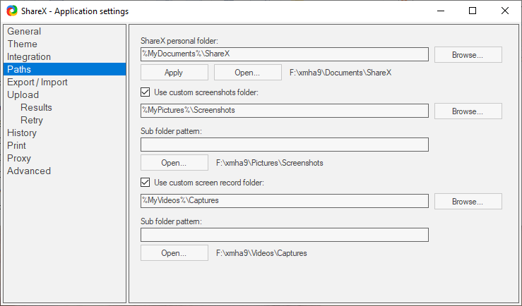 Different path for screenshot and screen record · Issue #4773 · ShareX/ShareX · GitHub
