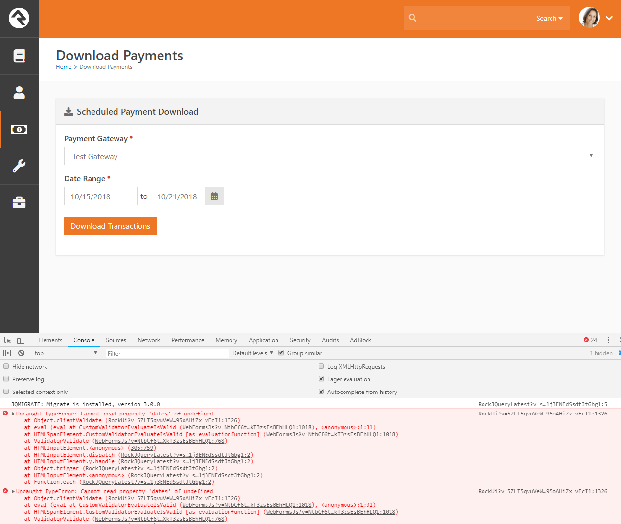 Unable to Download Payments · Issue #3353 · SparkDevNetwork/Rock · GitHub