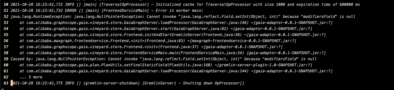 [BUG] NullPointerException: failure during running GAIA frontend under higher version JDK (>=15 ...
