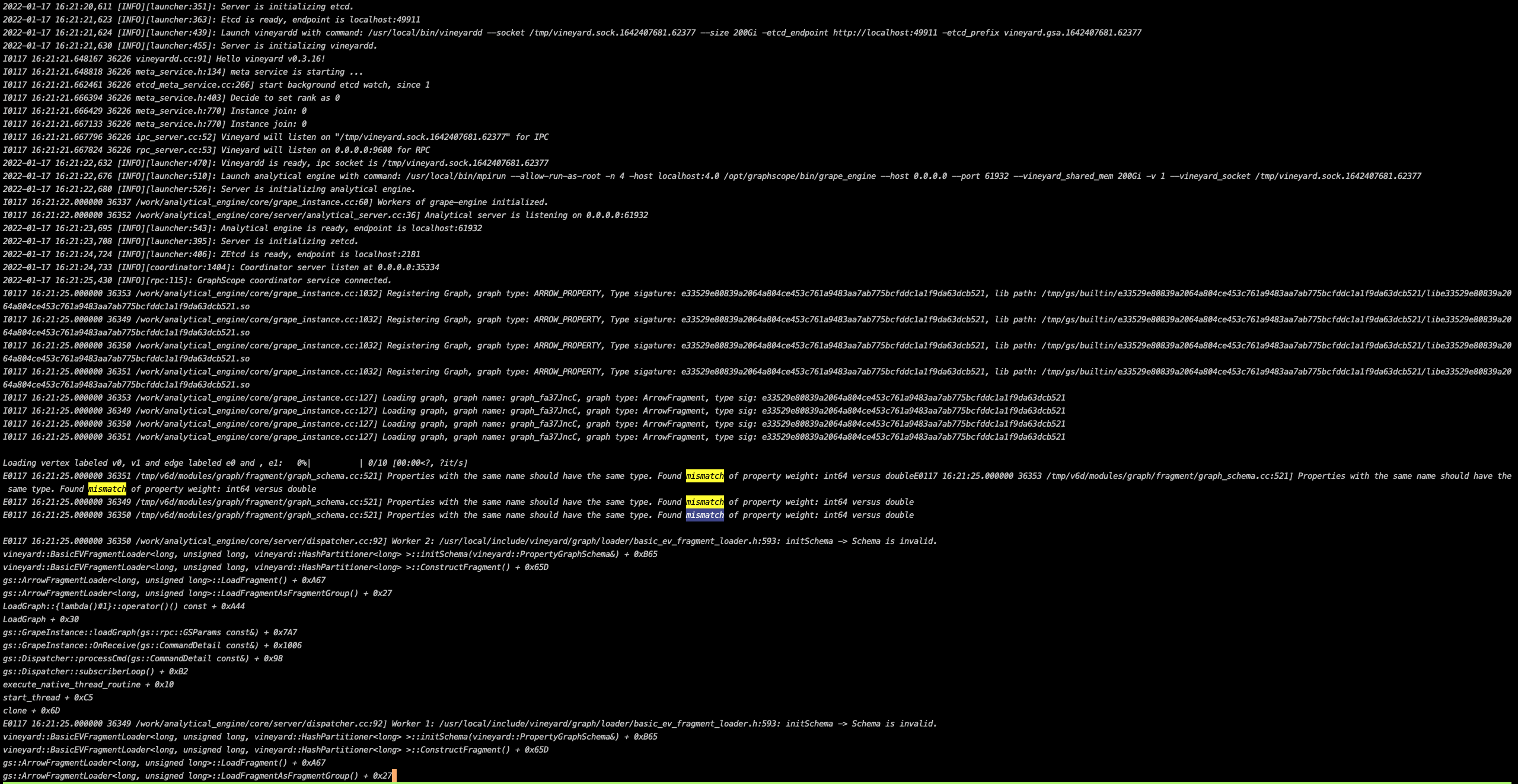 [BUG] Failed to load graph: properties with the same name should have the same type ? · Issue ...
