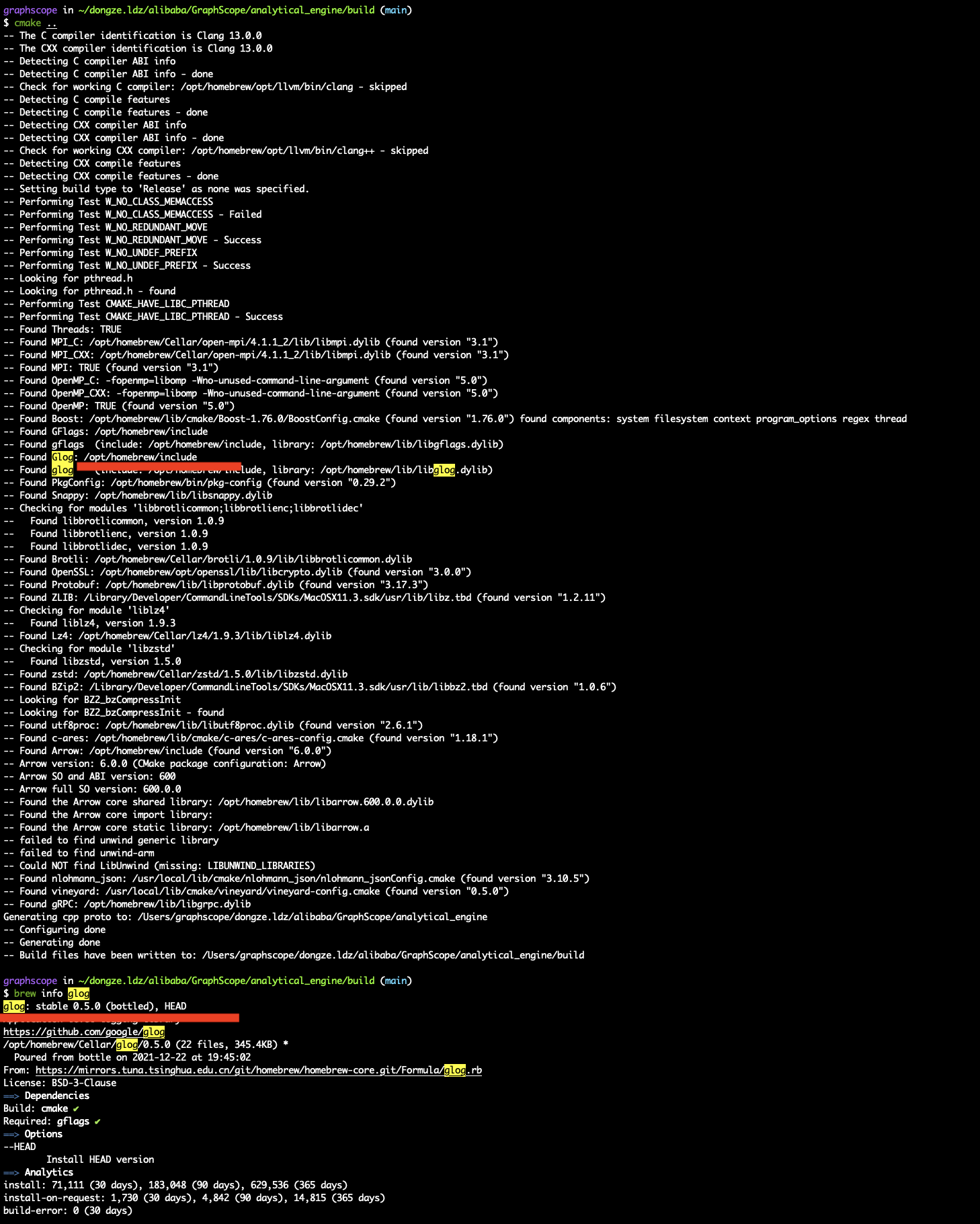 [BUG] Install deps and build on macOS failed. · Issue #1734 · alibaba/GraphScope · GitHub