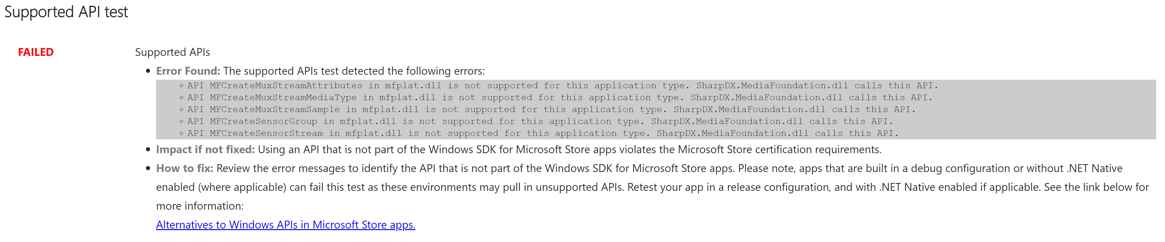 [UWP] Windows Store certification issue regarding SharpDX.MediaFoundation · Issue #5003 ...
